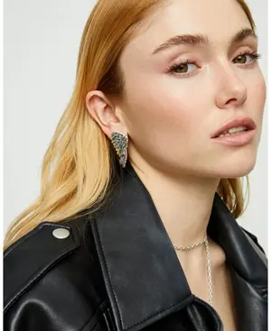 UNODE50 Sterling Plated Earrings In The Shape Of Wings