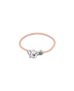 UNODE50 Pink Leather Strap With Sterling -plated Interlocking Carabiner Detail - Silver