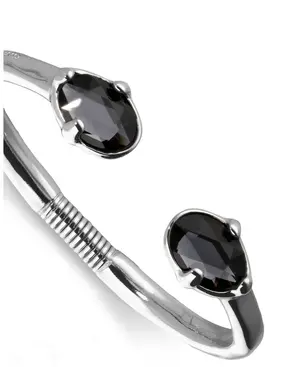 UNODE50 Sterling Plated Rigid Bracelet With Black Crystals
