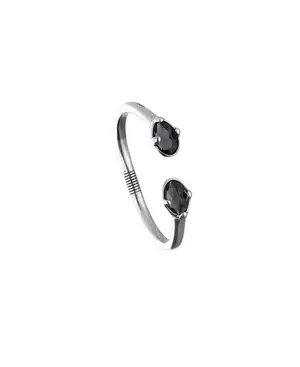 UNODE50 Sterling Plated Rigid Bracelet With Black Crystals