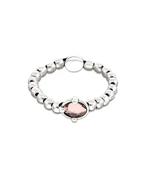 UNODE50 Sterling Plated Ball Elastic Bracelet With Pink Faceted Crystal
