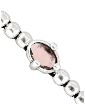 UNODE50 Sterling Plated Ball Elastic Bracelet With Pink Faceted Crystal