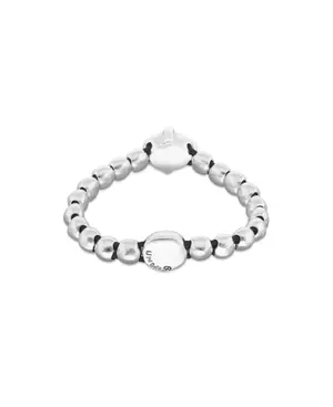 UNODE50 Sterling Plated Ball Elastic Bracelet With Pink Faceted Crystal