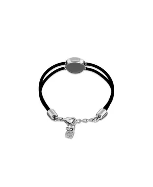 UNODE50 Black Double Leather Bracelet With -plated Eye Detail And Crystal