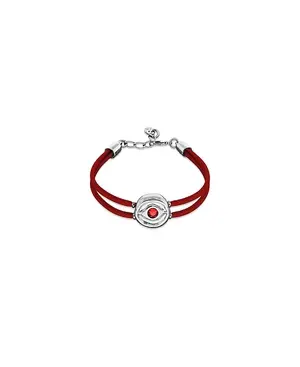 UNODE50 Red Leather Strap With -plated Eye Detail And Crystal - Silver