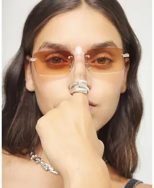 UNODE50 Sterling Plated Ring In Triple Tube Shape