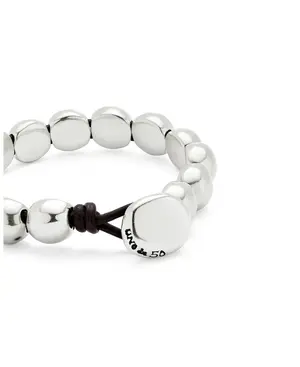 UNODE50 Bracelet With Small Round Beads Plated In Sterling