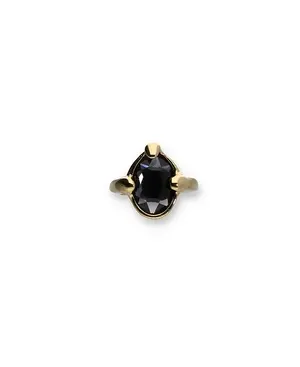 UNODE50 Plated Ring With Black Faceted Crystal