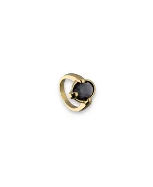 UNODE50 Plated Ring With Black Faceted Crystal