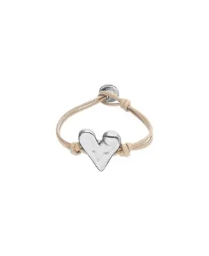 UNODE50 Camel Leather Bracelet With Sterling -plated Heart Detail - Silver