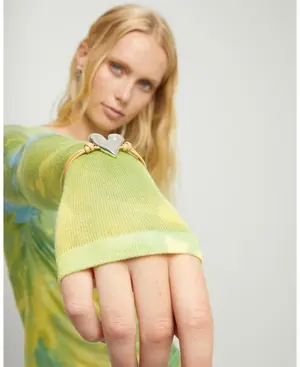 UNODE50 Camel Leather Bracelet With Sterling -plated Heart Detail