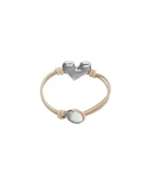 UNODE50 Camel Leather Bracelet With Sterling -plated Heart Detail