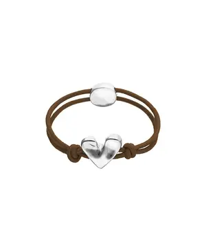 UNODE50 Elastic Thread Bracelet With Sterling Silver Plated Heart