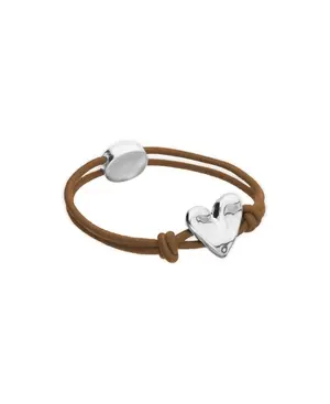 UNODE50 Elastic Thread Bracelet With Sterling Silver Plated Heart