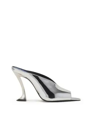LANVIN Midnight Step Mule In Metallic Leather