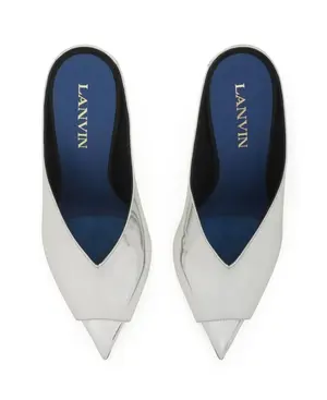 LANVIN Midnight Step Mule In Metallic Leather