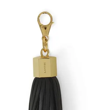 LANVIN Leather Pompom Bag Charm With Gold Tone Hardware