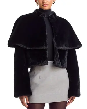 ET OCHS Vlad Faux Fur Cape Jacket - Black