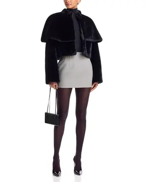ET OCHS Vlad Faux Fur Cape Jacket - Black
