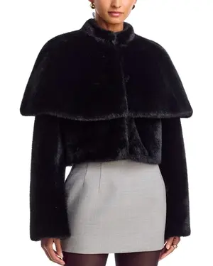ET OCHS Vlad Faux Fur Cape Jacket - Black