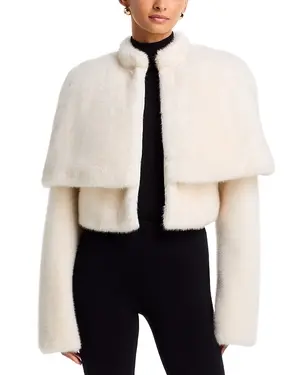 ET OCHS Vlad Faux Fur Cape Jacket Ivory
