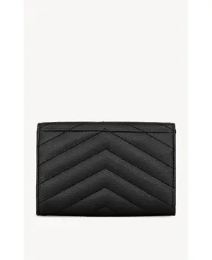 Saint Laurent Cassandre Wallet In Grain De Poudre Leather