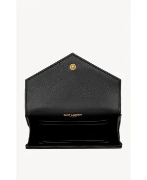 Saint Laurent Cassandre Wallet In Grain De Poudre Leather
