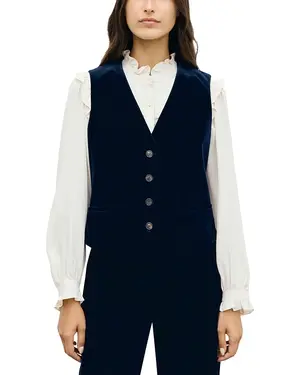 Gerard Darel Jae Velveteen Vest - Navy