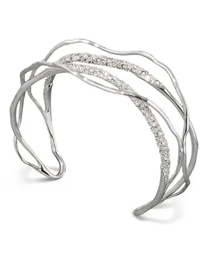 Alexis Bittar Solanales Crystal Multi Row Cuff Bracelet - Silver