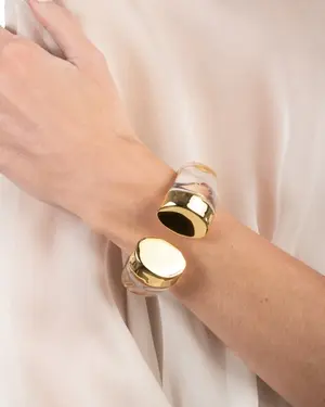 Alexis Bittar Liquid Lucite Gold Slice Capped Cuff Bracelet