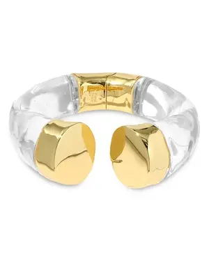 Alexis Bittar Liquid Lucite Gold Slice Capped Cuff Bracelet