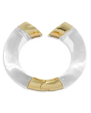 Alexis Bittar Liquid Lucite Gold Slice Capped Cuff Bracelet