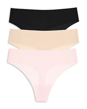Honeydew Intimates Like Nothing Seamless Thong, Pack Of 3 Black/nude/buddingpink