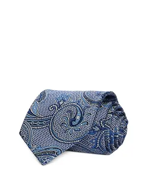 David Donahue Silk Paisley Neck Tie - Navy
