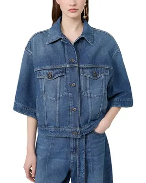 Max Mara Elbow Sleeve Denim Jacket - Navy