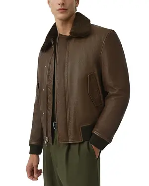 Simkhai Anderson Leather Jacket With Shearling Collar