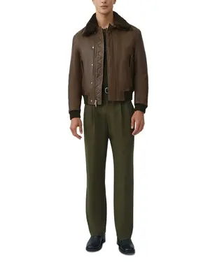 Simkhai Anderson Leather Jacket With Shearling Collar