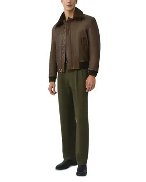 Simkhai Anderson Leather Jacket With Shearling Collar