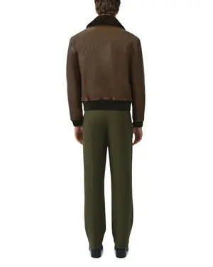 Simkhai Anderson Leather Jacket With Shearling Collar