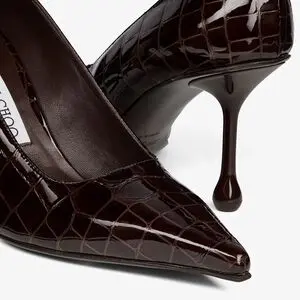 JIMMY CHOO Ixia 80 Shiny Croc-embossed Leather Pumps