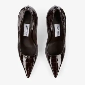 JIMMY CHOO Ixia 80 Shiny Croc-embossed Leather Pumps