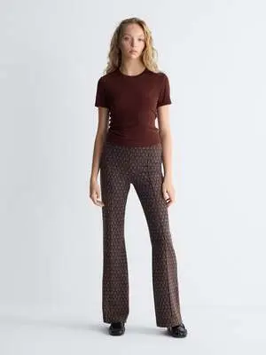 Diane Von Furstenberg Short Sleeve Crewneck Top - Soil