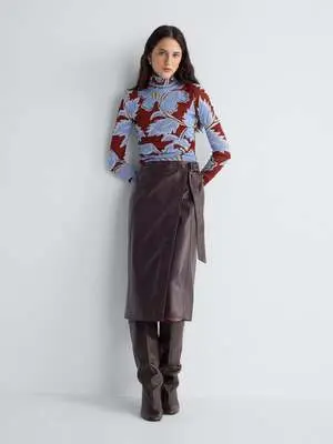 Diane Von Furstenberg Silvia Leather Wrap Skirt