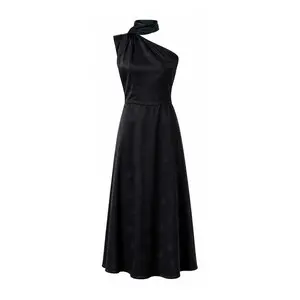BAIJAN Obsidian Flow Silk Crepe Midi Dress