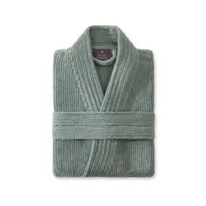 PURE PARIMA Egyptian Cotton Ribbed Robe Sage - Green