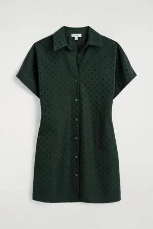 Cos Polka-dot Cotton-jacquard Shirt Dress