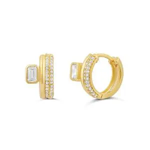 SHYMI Two Row And Emerald Stone Huggies