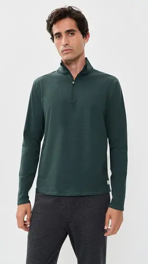 Vuori Ponto 1/2 Zip Mock Neck Sweatshirt - Hemlock Heather