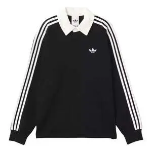Adidas Three Stripes Rugby Polo Shirt Asia Sizing - Black