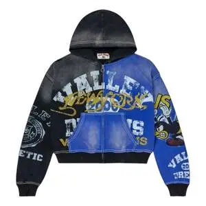 VALE FOREVER Bipolar Big Zip Up Hoodie 'grey Blue - Grey/blue